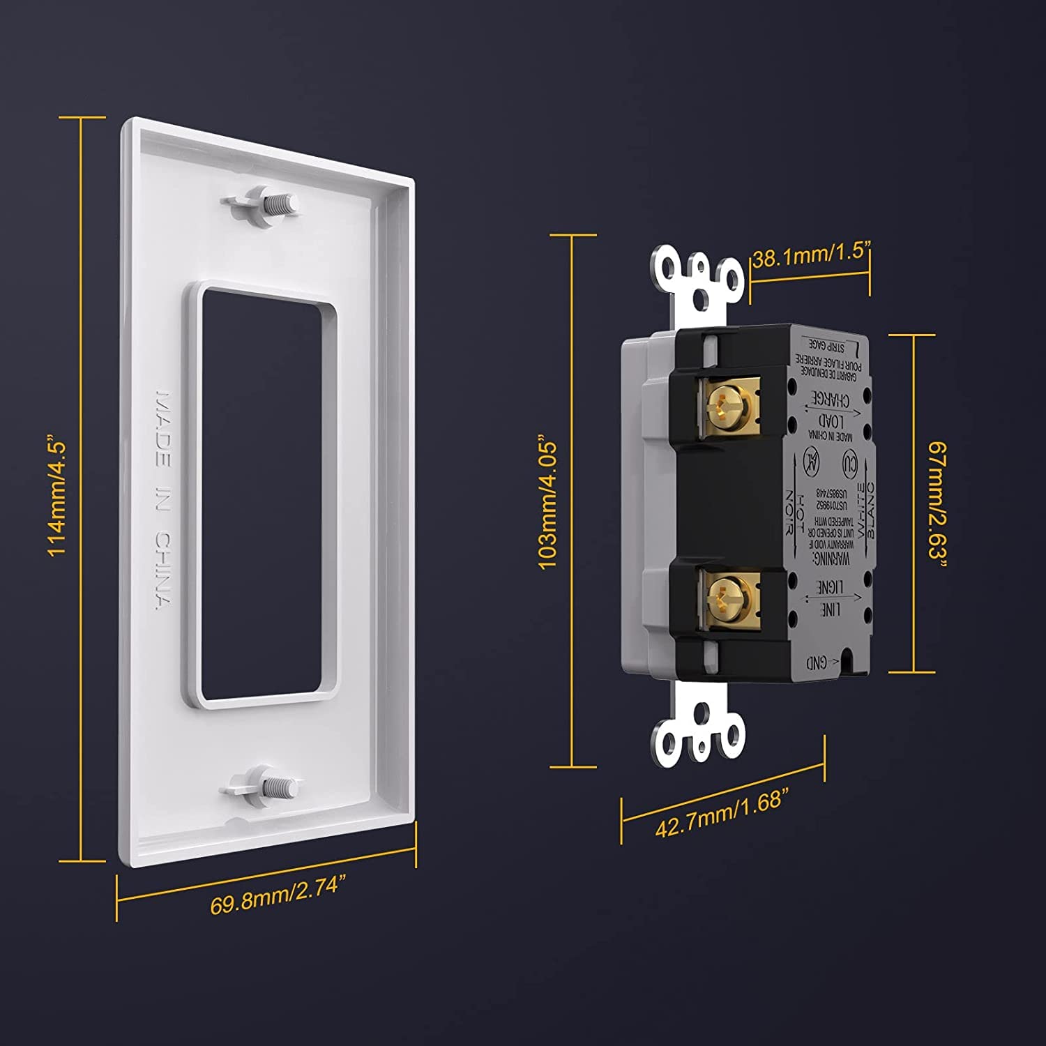 Snapklik.com : AIDA 20 Amp 120V Blank Face GFCI Weather Resistant Self ...