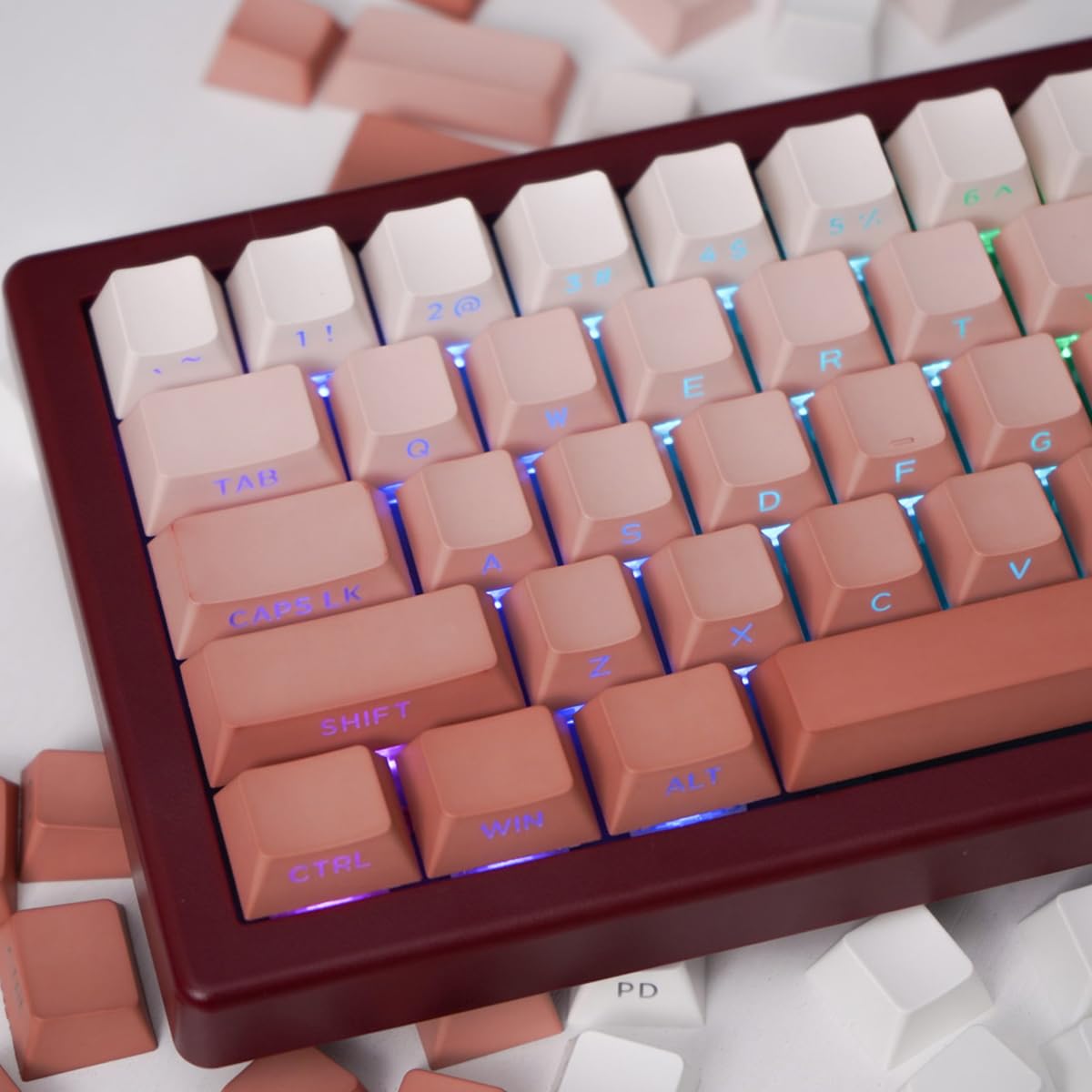 Amazon.com: PBT Doubleshot Gradient Keycaps Set Backlit Pink Shine ...