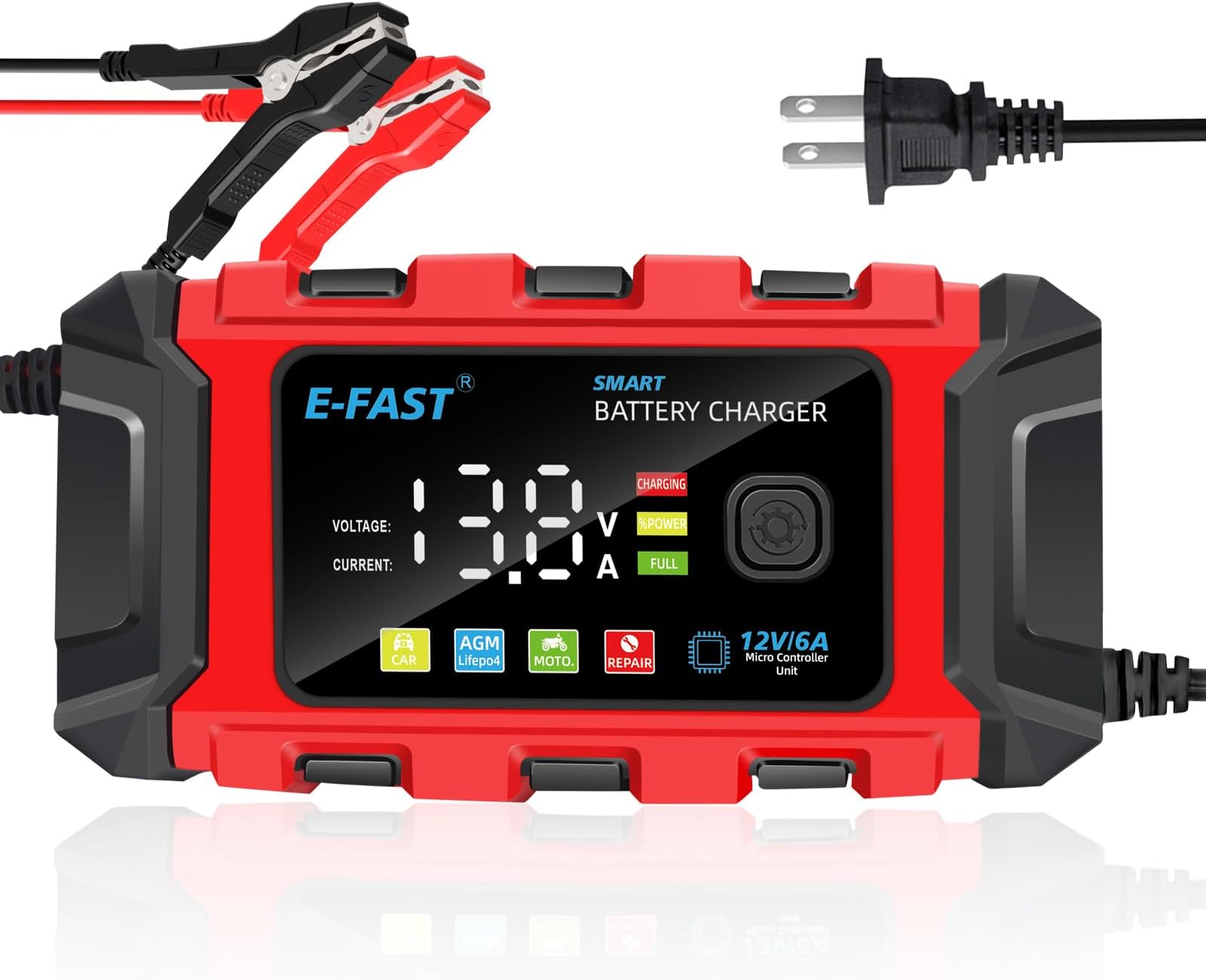 Amazon.com: E-FAST 6 amp Car Battery Charger, Smart Battery Trickle ...