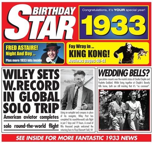 1933 Birthday Card - 1933 Card and 1933 Chart CD : Amazon.co.uk ...