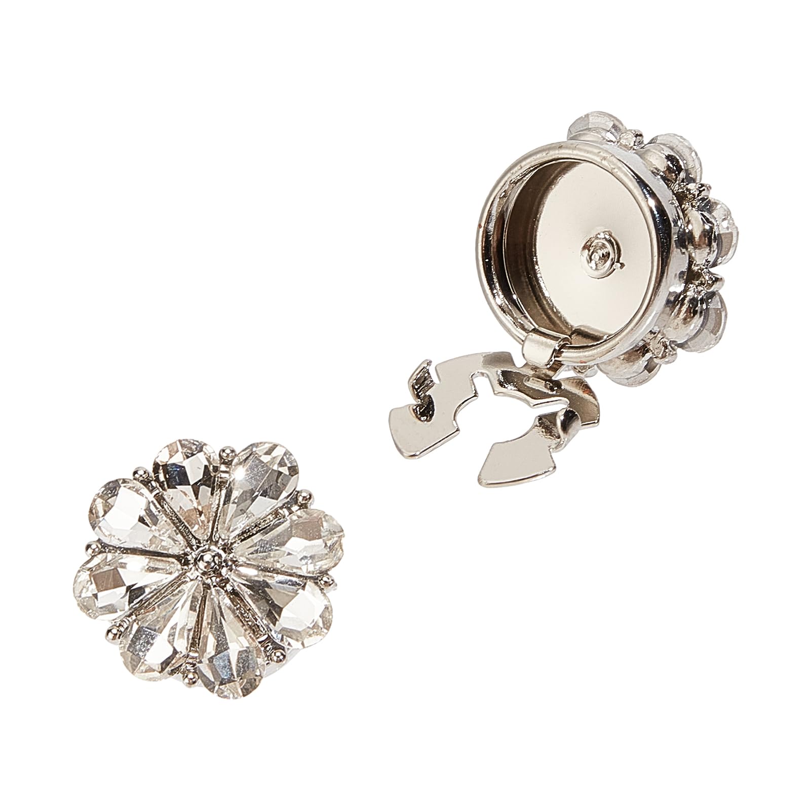 Amazon.com: NICENEEDED 2 Pcs silver Rhinestone Buttons Cover, Flower ...