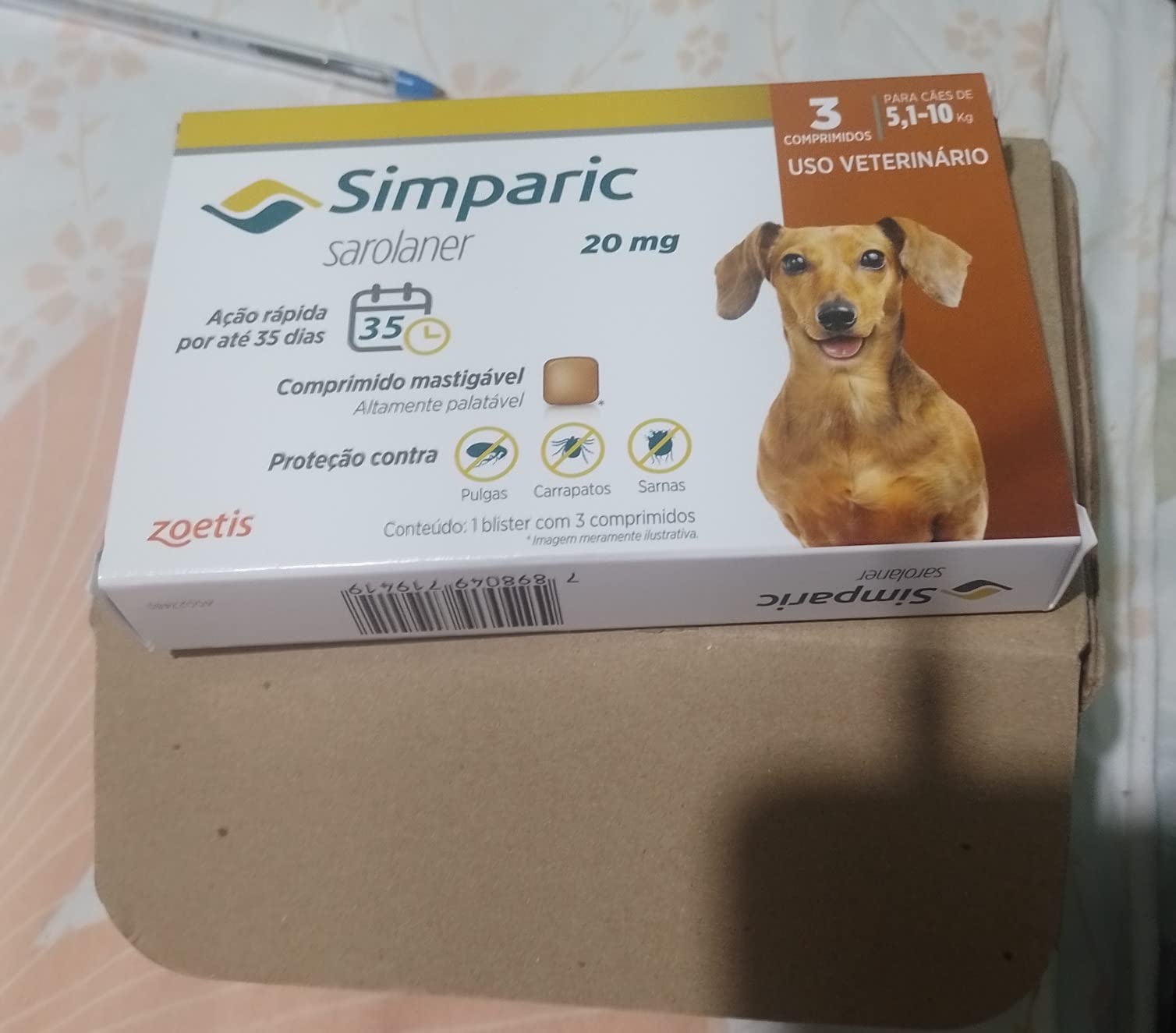 Simparic Antipulgas Cães 5.1 a 10kg 3 Comprimidos 20mg : Amazon.com.br ...