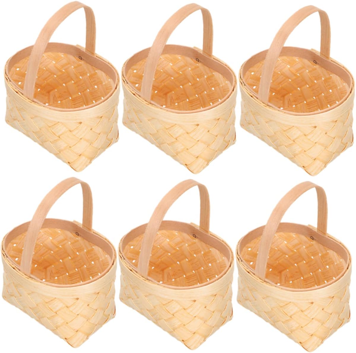 Amazon.com: SHOWERORO 6 Pack Mini Wooden Baskets with Handles Small ...