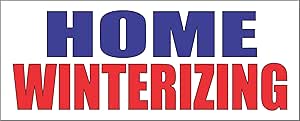 Amazon.com : Home winterizing Banner Sign 2X5 red Blue : Office Products