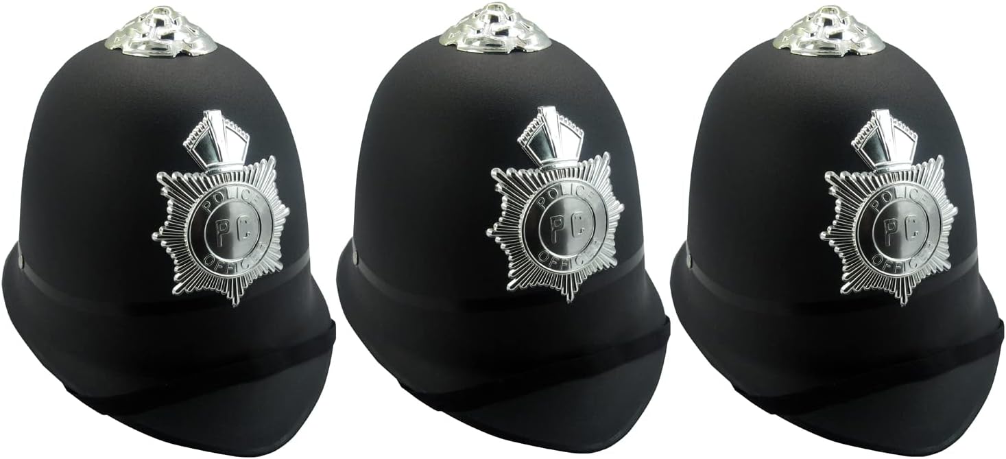 3 Pack British Bobby Policeman Helmet Cop Officer Hat for Halloween ...