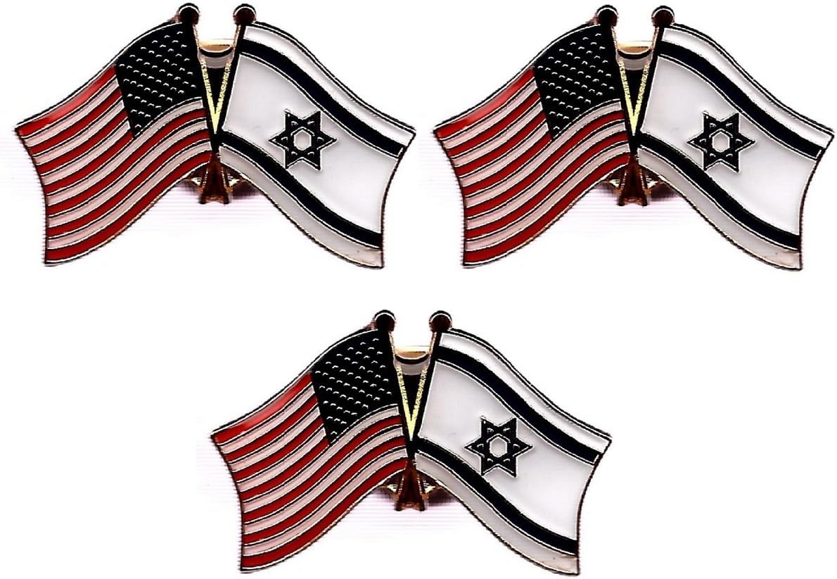 Amazon.com: 3 Israel USA Friendship Flag Lapel Pins Pack of 3 Israeli & American Double Flag Pin ...