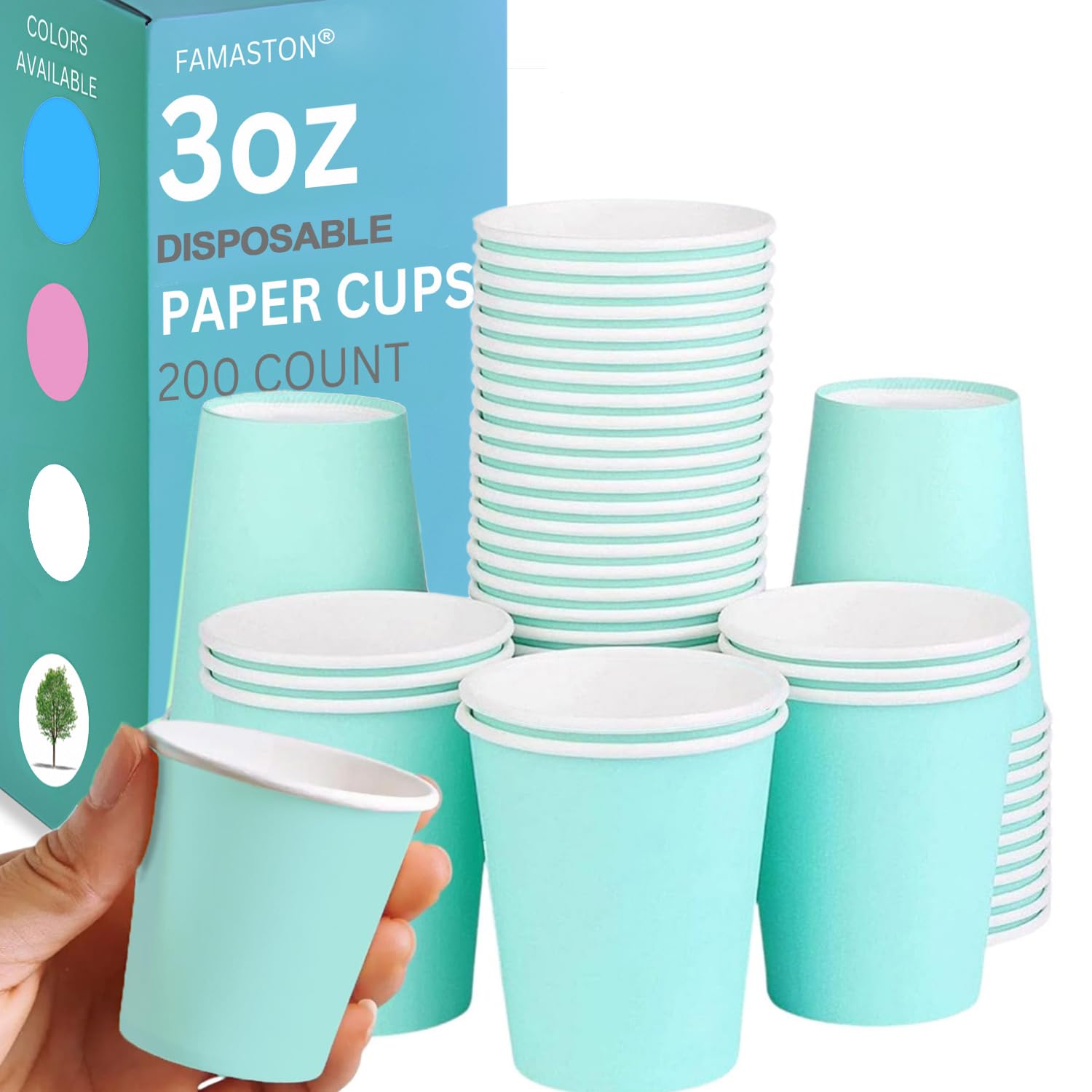 Amazon.com: 200-Pack Blue 3oz Compostable Paper Cups Small Disposable ...