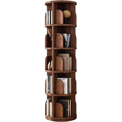 Amazon.com: QQXX Solid Wood Rotating Bookcase,Round Rotating Bookshelf ...