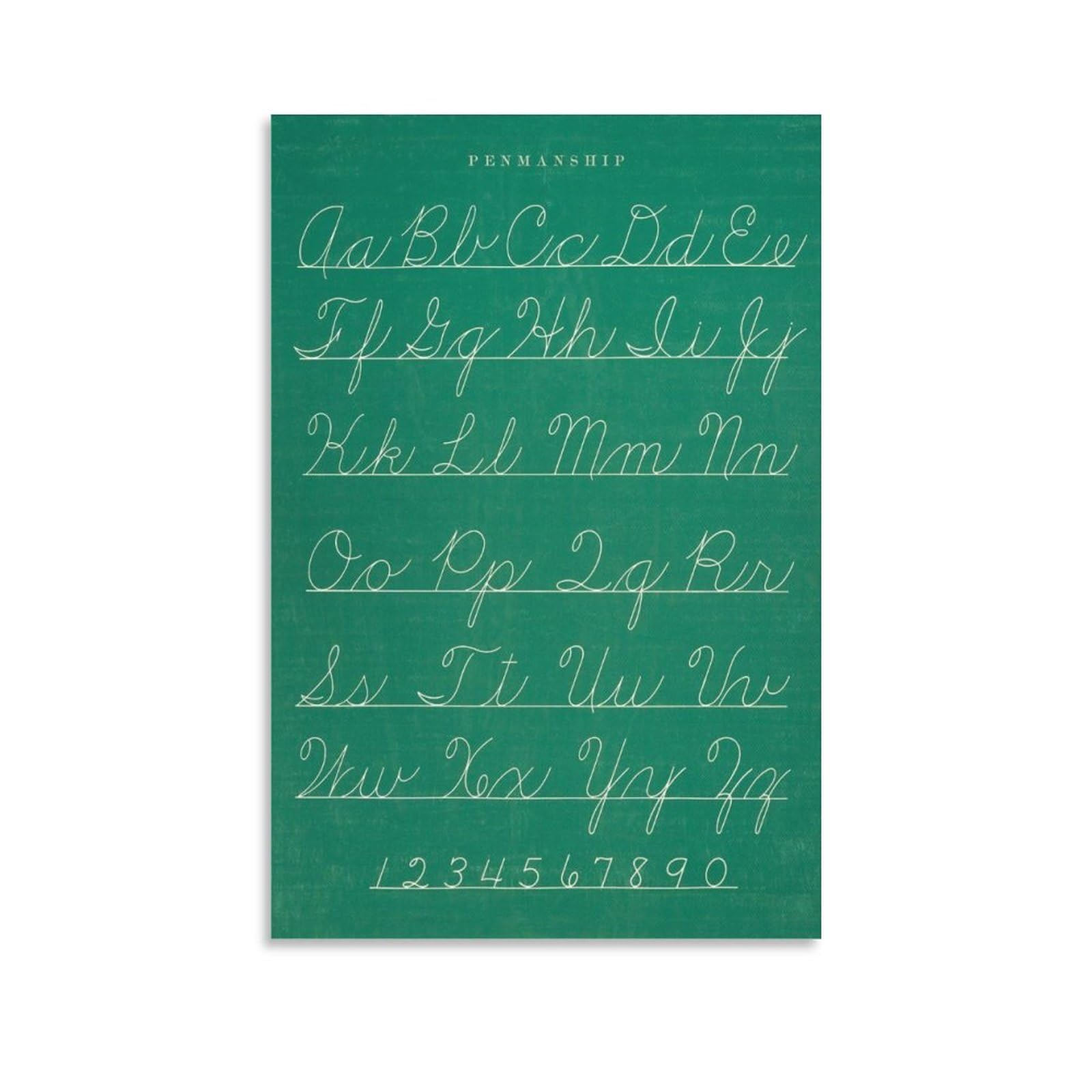 Amazon.com: Vintage Cursive Alphabet And Numbers Classroom Distressed ...