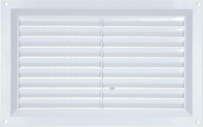 Louvre Vent PVC White 9x6 (225mm x 150mm) Fixed Plastic Grille with Fly ...