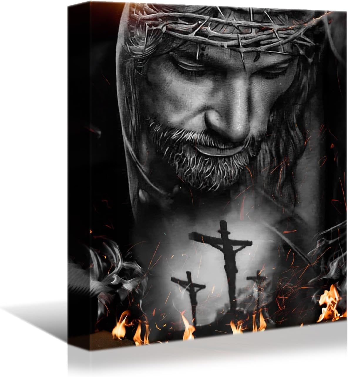 Amazon.com: YONICA Christian Jesus Cross Canvas Wall Art for Home Decor ...