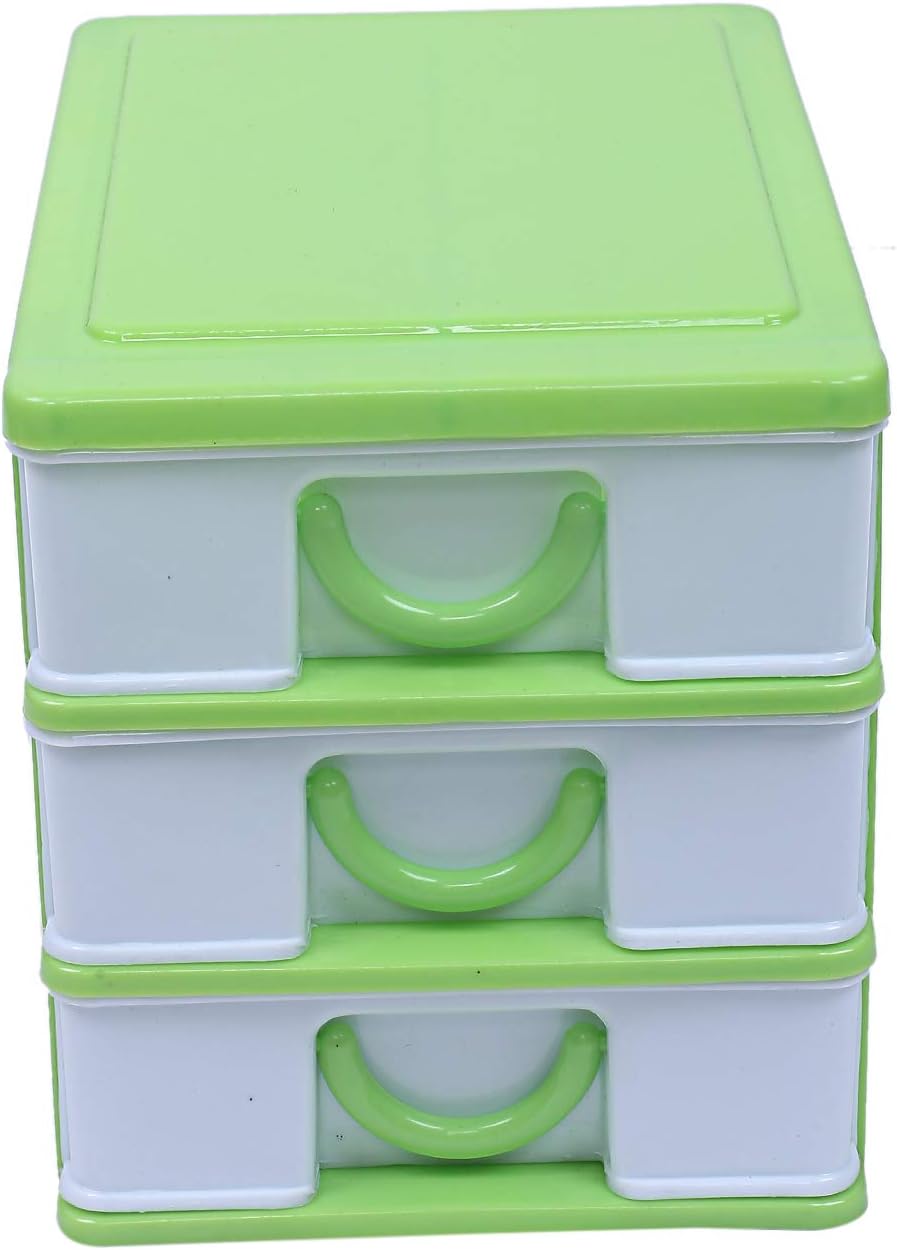 Kuber Industries Plastic Three Layer Drawer Storage Cabinet Box (Green ...
