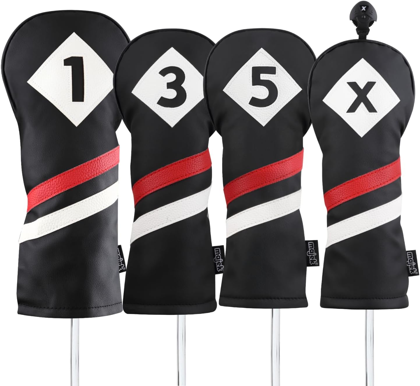 Amazon.com : Majek Retro Golf Headcovers Black Red and White Vintage ...