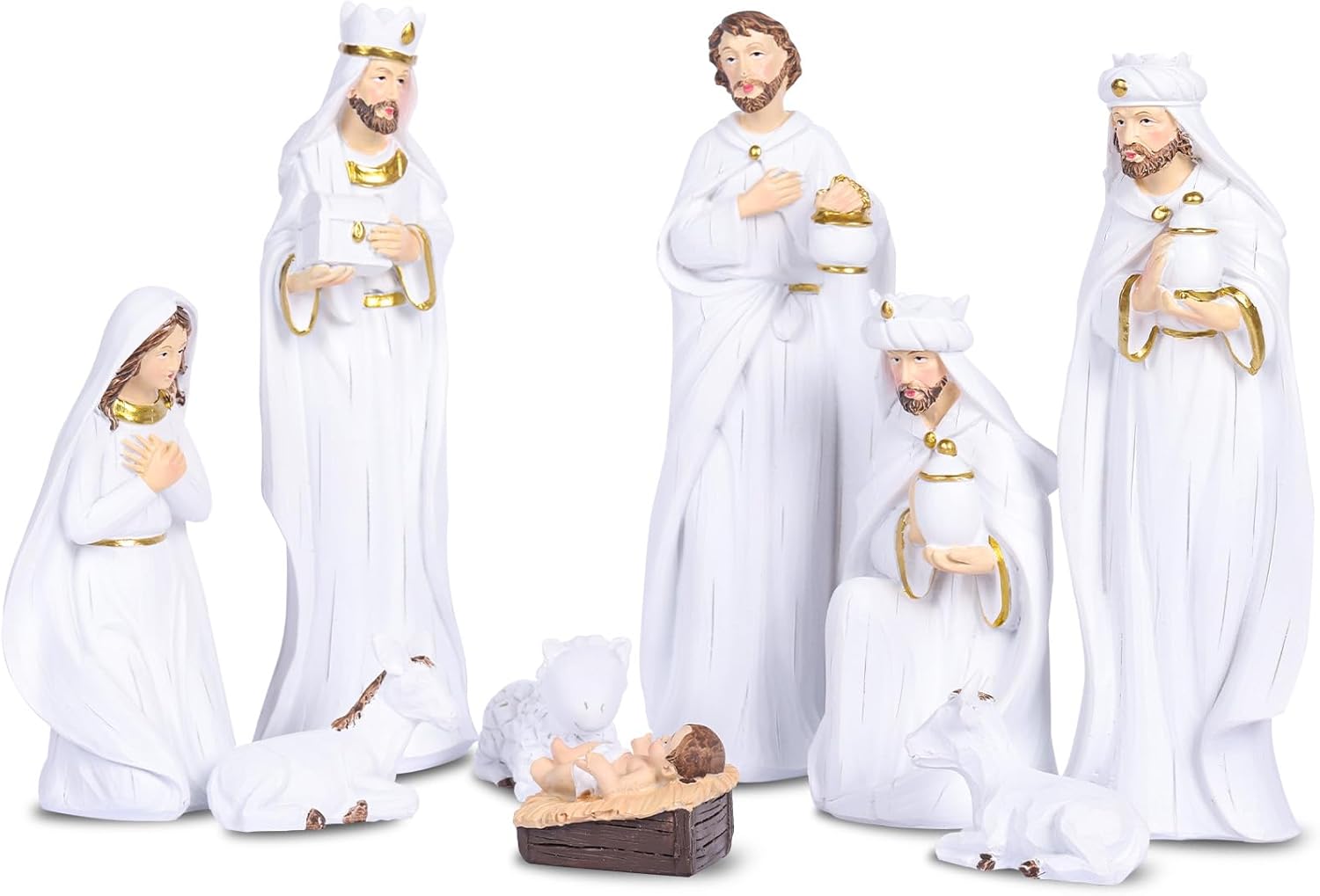 Amazon.com: Oliruim 9-Piece White Nativity Set 7.2 inch Christmas ...