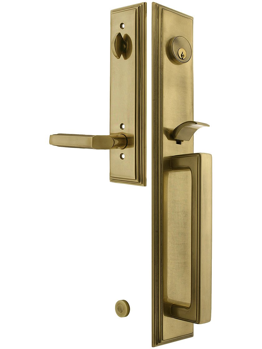 Emtek Melrose Style Tubular Handleset in Antique Brass with Right Hand ...