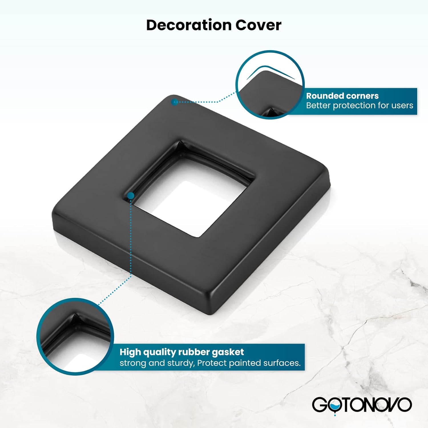 Buy gotonovo Modern Bathroom Square Shower Bracket Matte Black Solid ...
