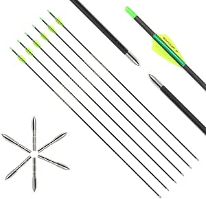 Amazon.com: 6pc ID 4.2mm .165" Carbon Arrows 22-32 Inch Spine 250 300 ...