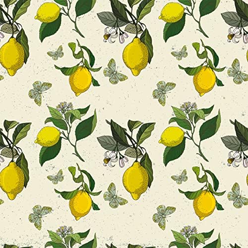 VEELIKE Vintage Lemon Branches Floral Wallpaper Beige Butterflies ...