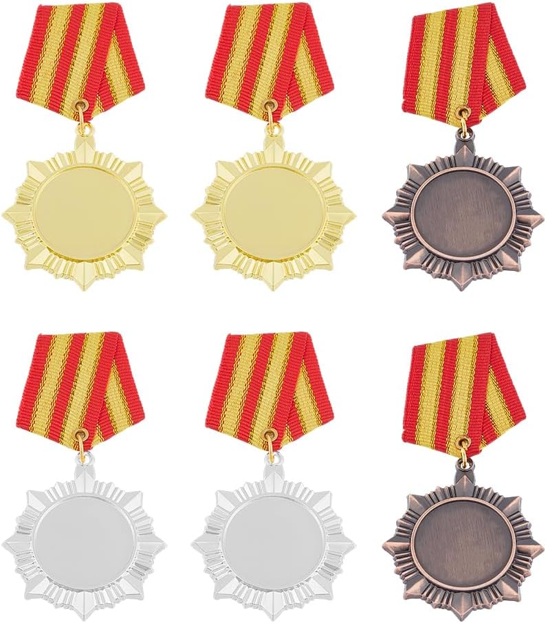 Amazon.com : SUPERFINDINGS 6PCS 3 Colors Blank Award Medals with Pin ...