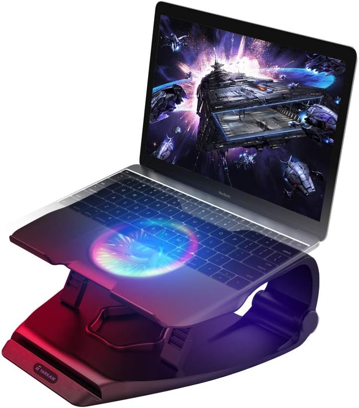 Tarkan Laptop Cooler & Riser, LED Cooling Fan Pad Stand for 12 to 15.6 ...