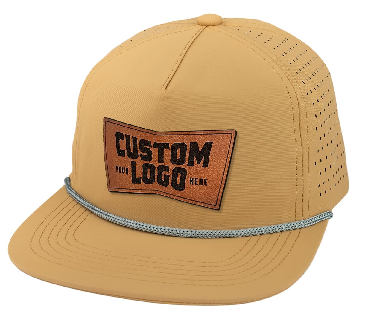 Amazon.com: Custom Leather Patch Perforated Rope Hat - Engravable ...