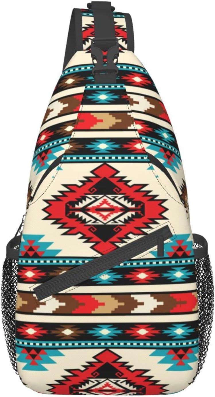 Amazon.com | QISENTIS Tribal Aztec Geometric Pattern Sling Bag ...