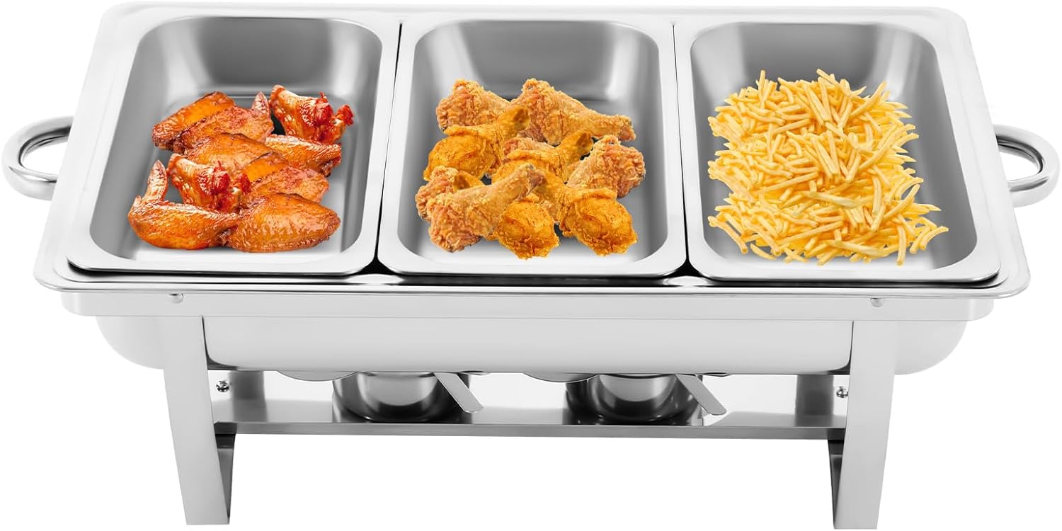 Amazon.com: 3-Compartment Rectangular Chafing Dish, 7.5QT Stainless ...