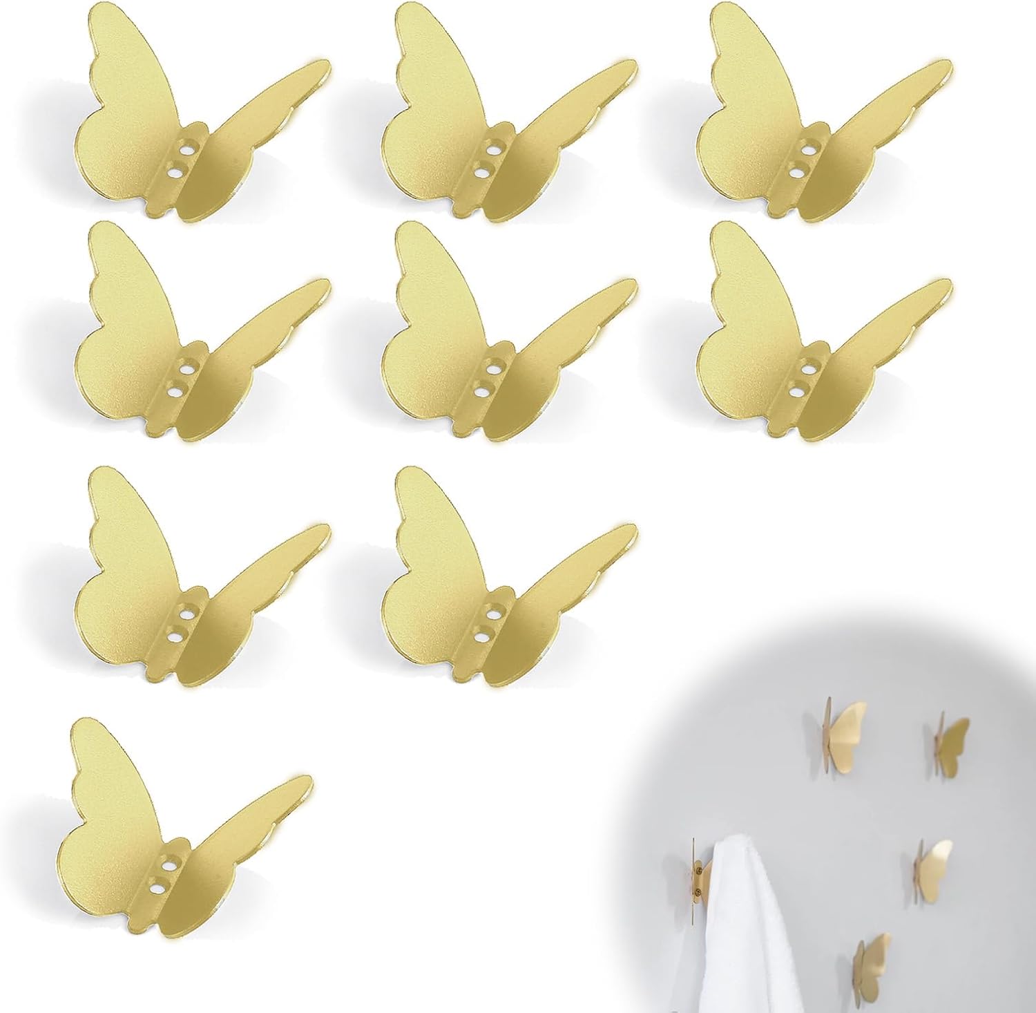 Amazon.com: Usoway Butterfly Shower Hooks for Hanging, Gold Wall Hooks ...