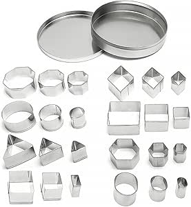 Ofone 24 Pcs Small Cookie Cutters Set, Stainless Steel Geometric Shapes Donut Cutter Including ...