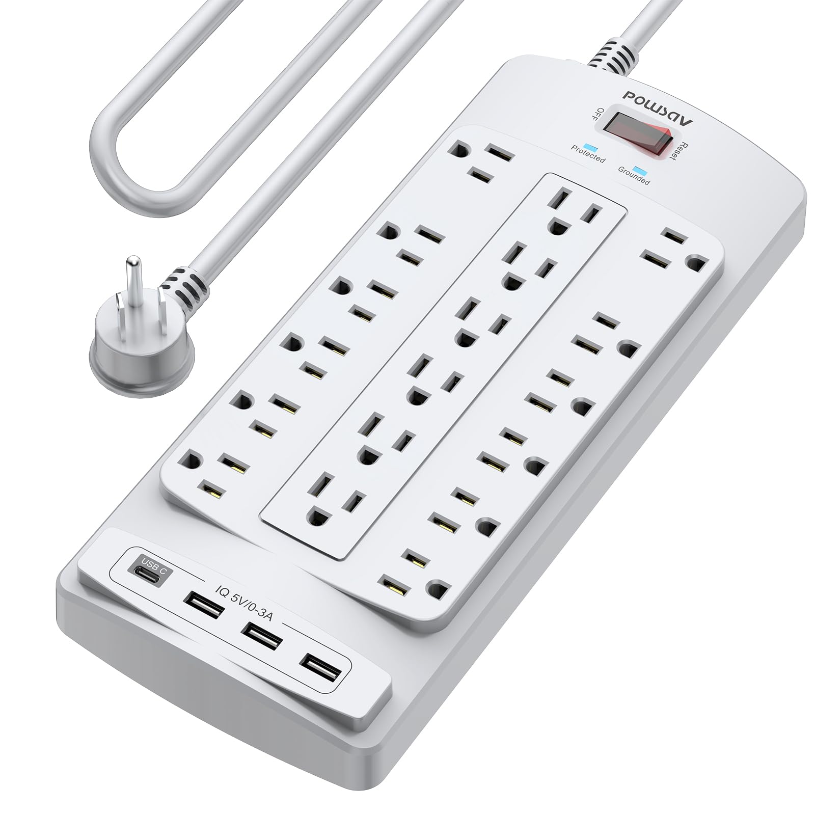 Snapklik.com : 18 Outlets Surge Protector Power Strip - 10 Feet Flat ...
