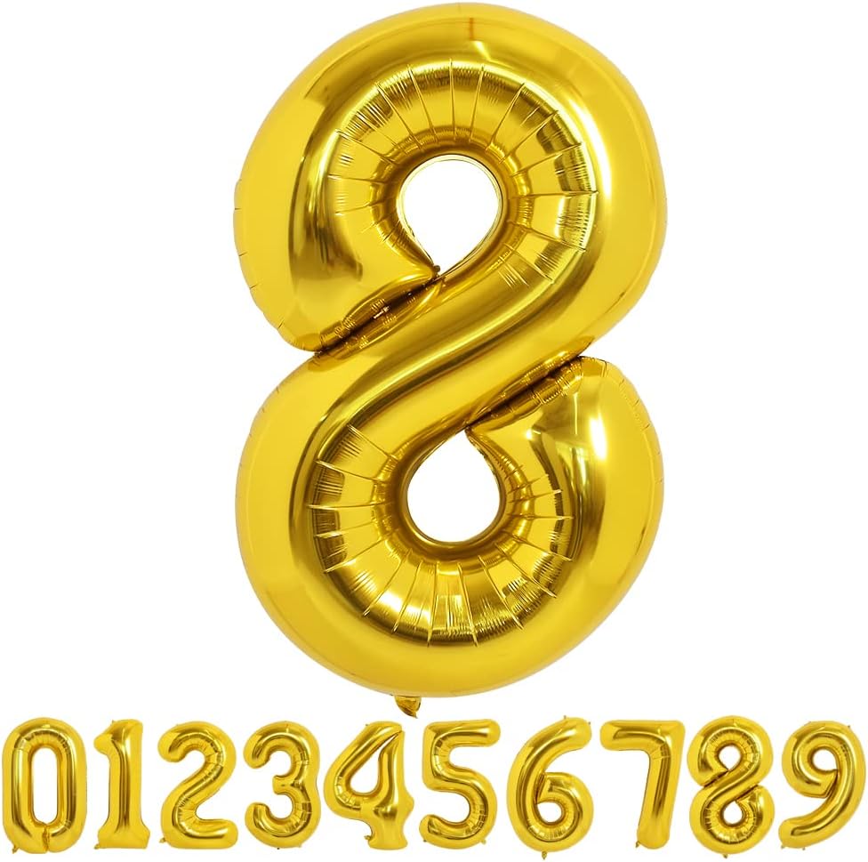 Amazon.com: TONIFUL 50 Inch Large Gold Number Balloons 0-9, Foil Mylar ...