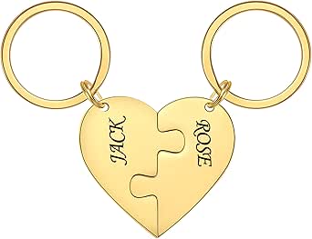 Amazon.com: Fanery Sue Personalized Puzzle Pieces Heart Kaychain for ...