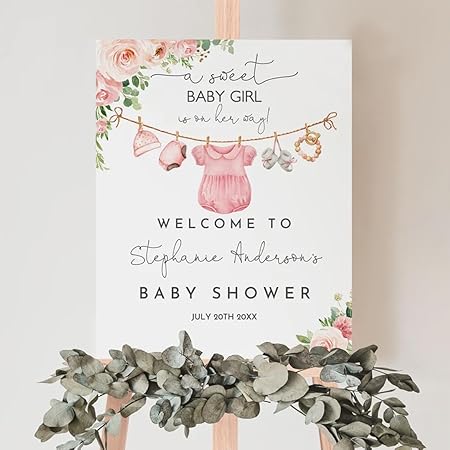 Amazon.com: Personalized Pink Sweet Baby Shower Sign, Baby Girl Shower ...