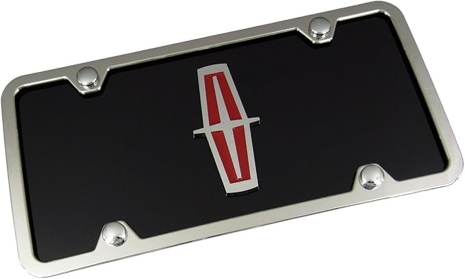 Amazon.com: Lincoln Chrome Logo W/ Red Fill On Black License Plate ...