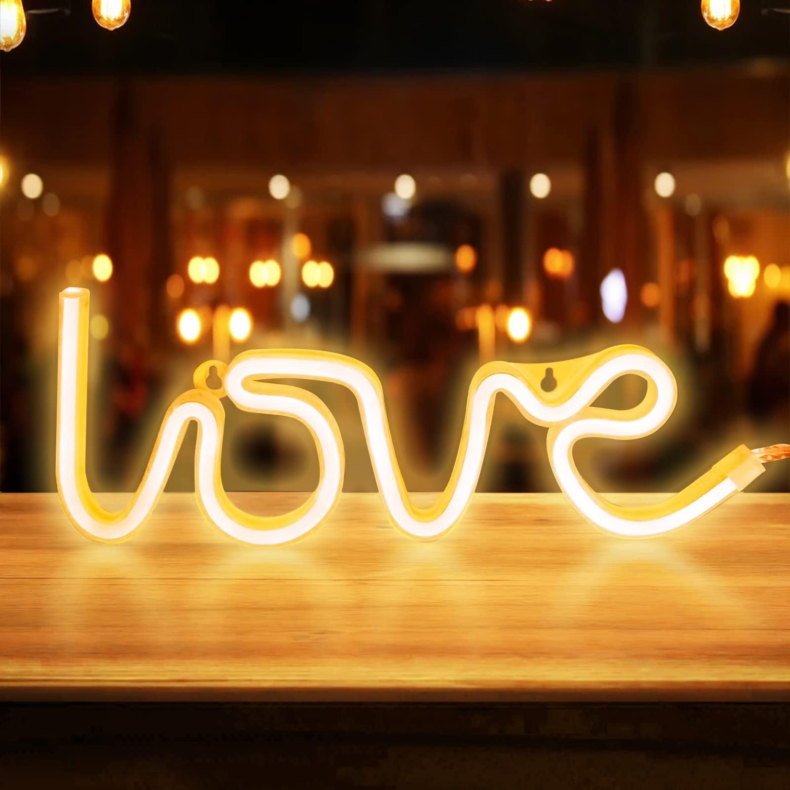 Love Letter Warm White LED Neon Sign Wedding Party Decoration USB ...
