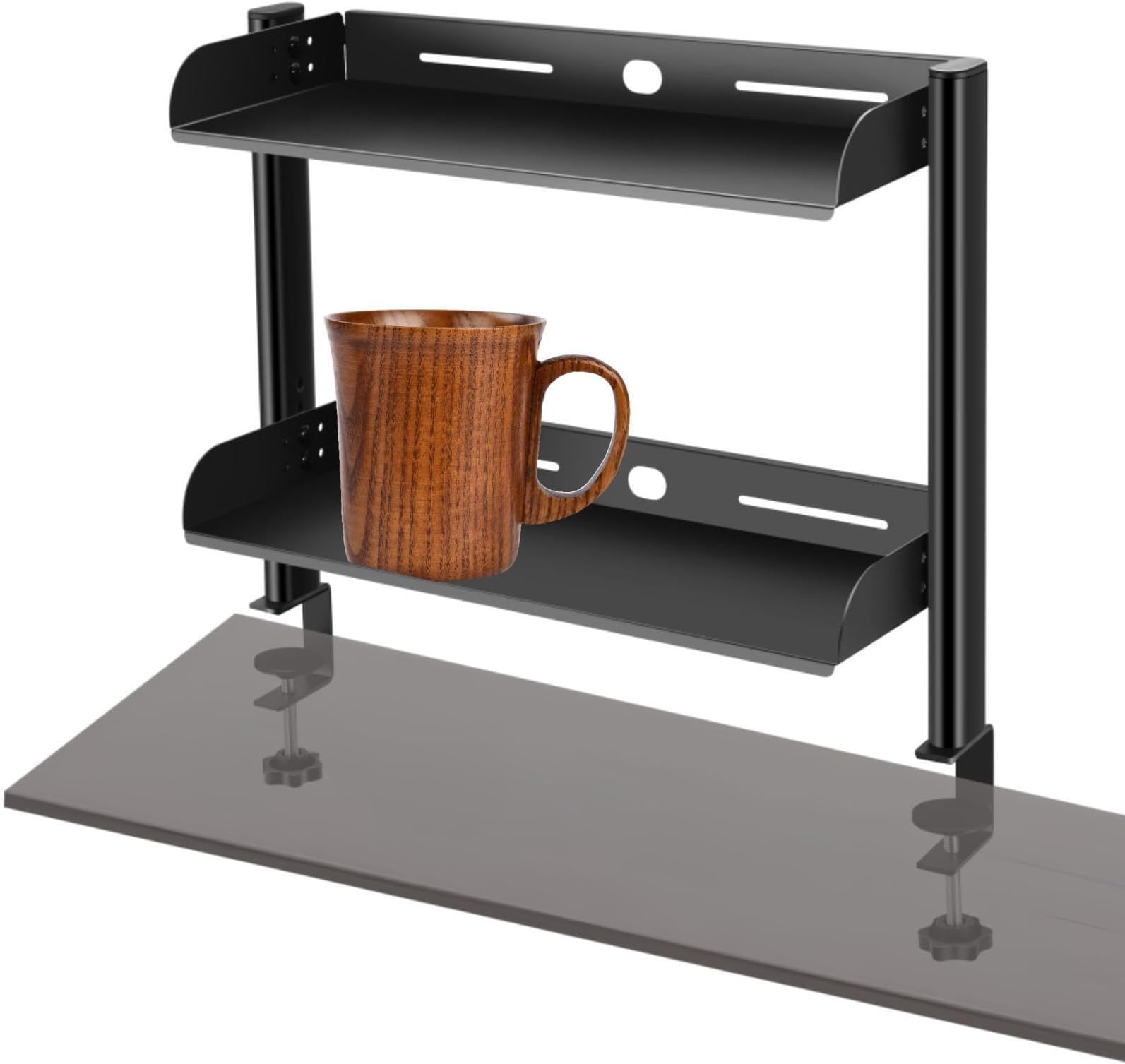 Amazon.com: Nuslne Clamp-on Desk Shelf, Desktop or Under-Desk 2-Tier ...