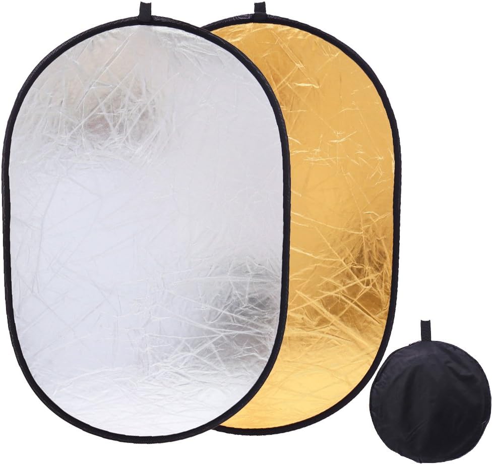 Amazon.com : Collapsible Gold&Silver Oval Reflector 35" x 47" Light ...