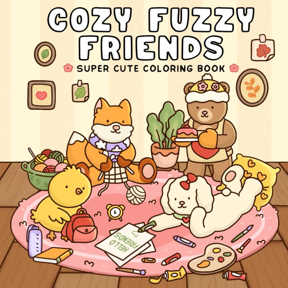 Amazon.com: Cozy Fuzzy Friends: Coloring Book for Adults & Teens ...