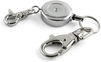 JCBIZ 1PCS Retractable Key Chain with Hook Zinc Alloy High Resilient ...