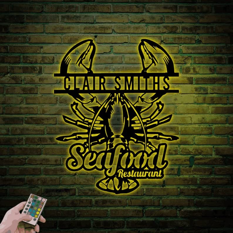 Amazon.com: INDOCHI Custom Lobster Seafood Restaurant Metal Sign Led ...