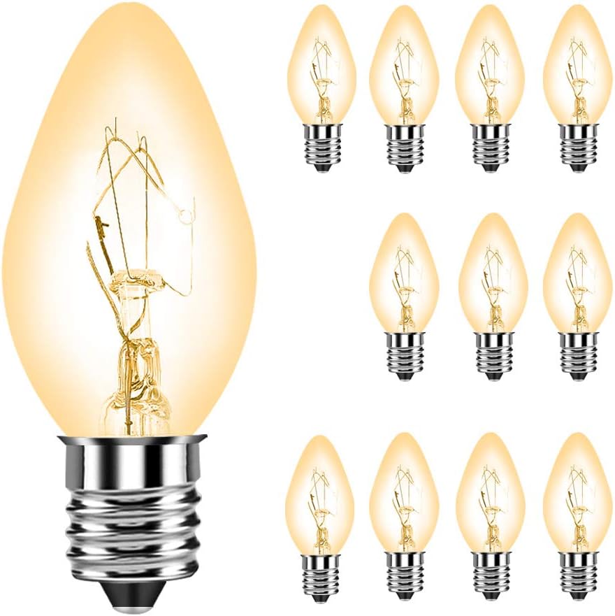 Creative Hobbies (25 Pack Night Light Bulbs, C7, Clear, Steady Burning ...