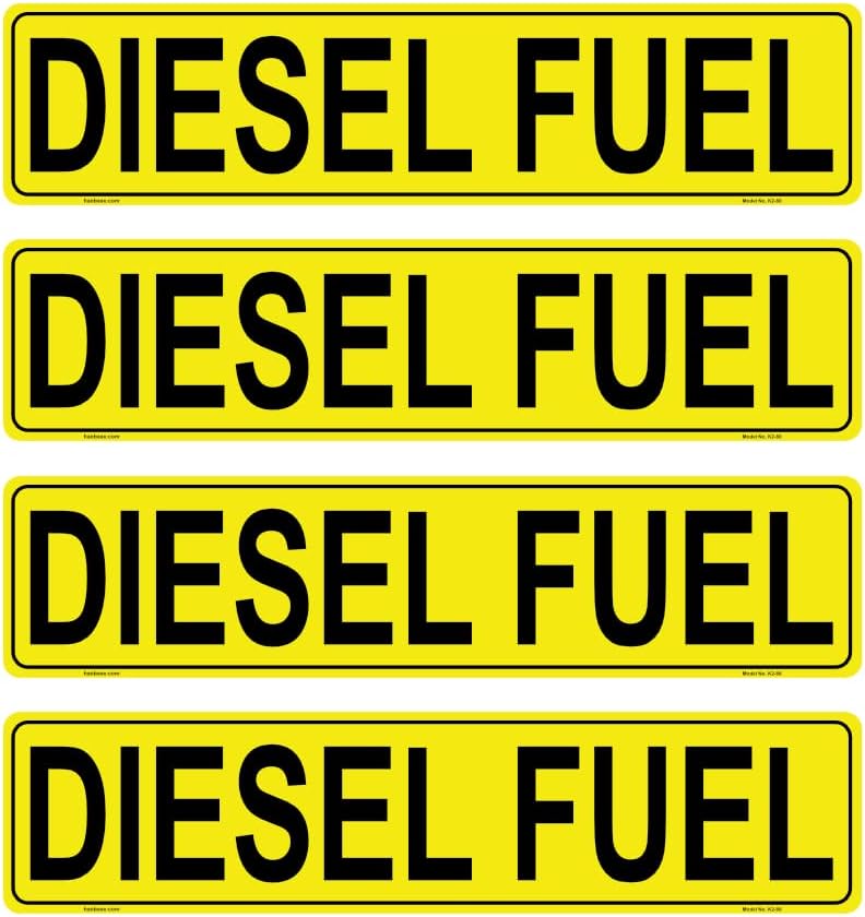 Diesel Fuel Safety Sign - Self Adhesive Sticker Pack of 6 Stickers ...