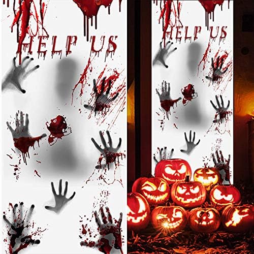 Amazon.com: JANSAMN Halloween Decorations Window Door Cover Help Us ...