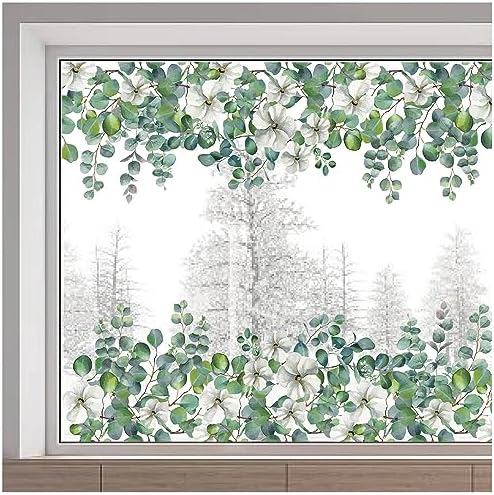 Amazon.com: GORGECRAFT 118x39cm Large Eucalyptus Leaves Window Clings ...