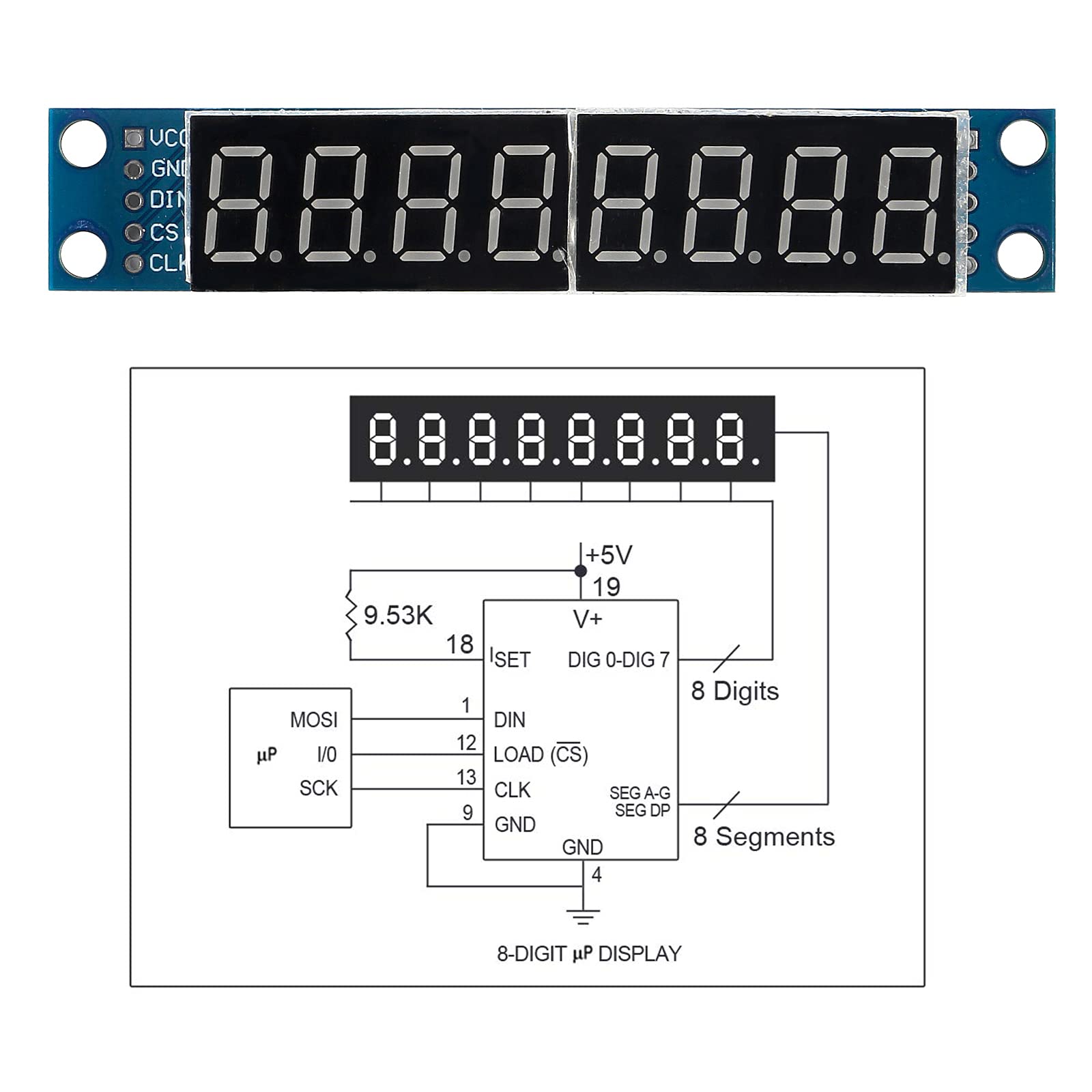 Snapklik.com : 4Pcs MAX7219 8 Bit Digital Segment LED Display Tube 7 ...