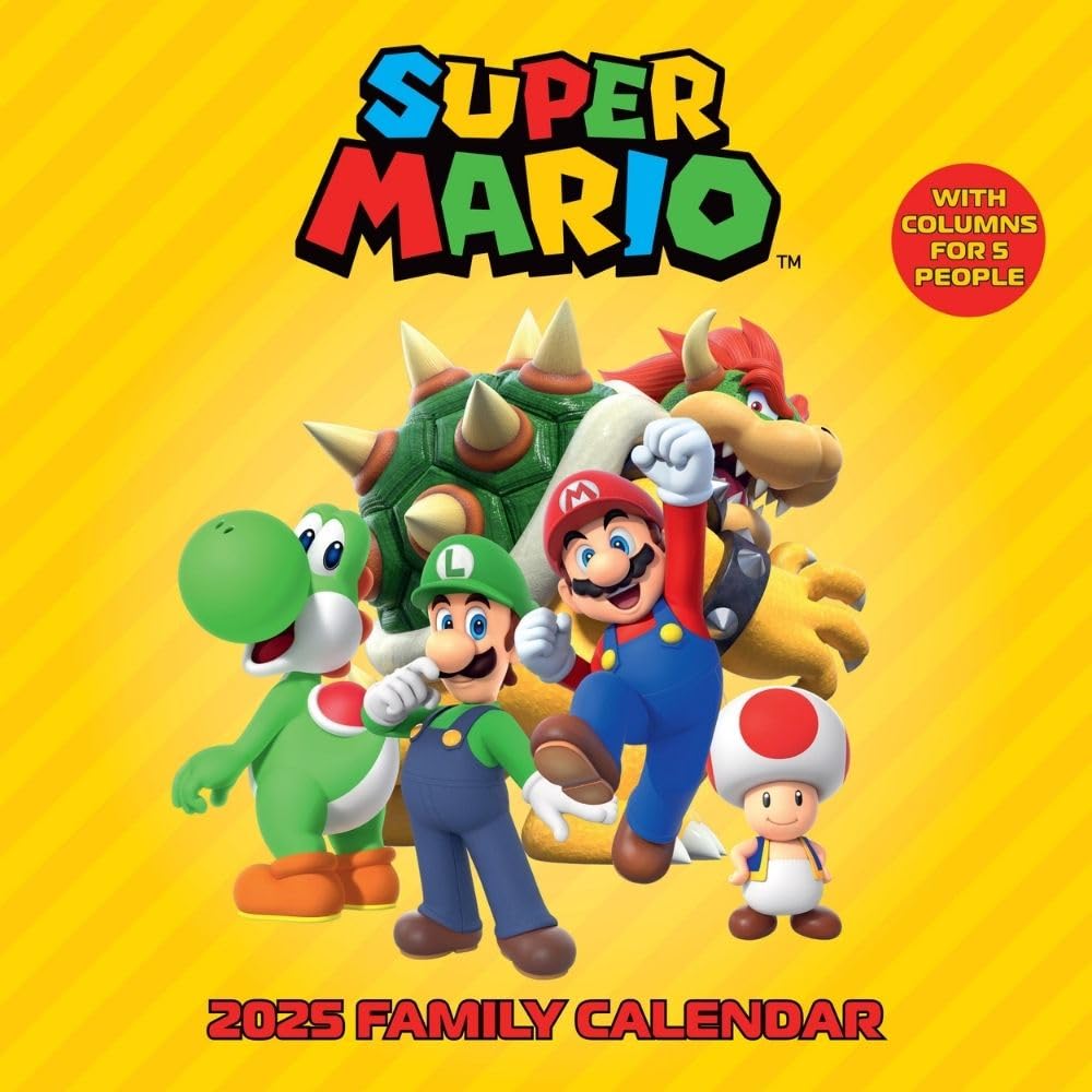 2025 Calendar Super Mario Month to View Nintendo Family Organiser ...