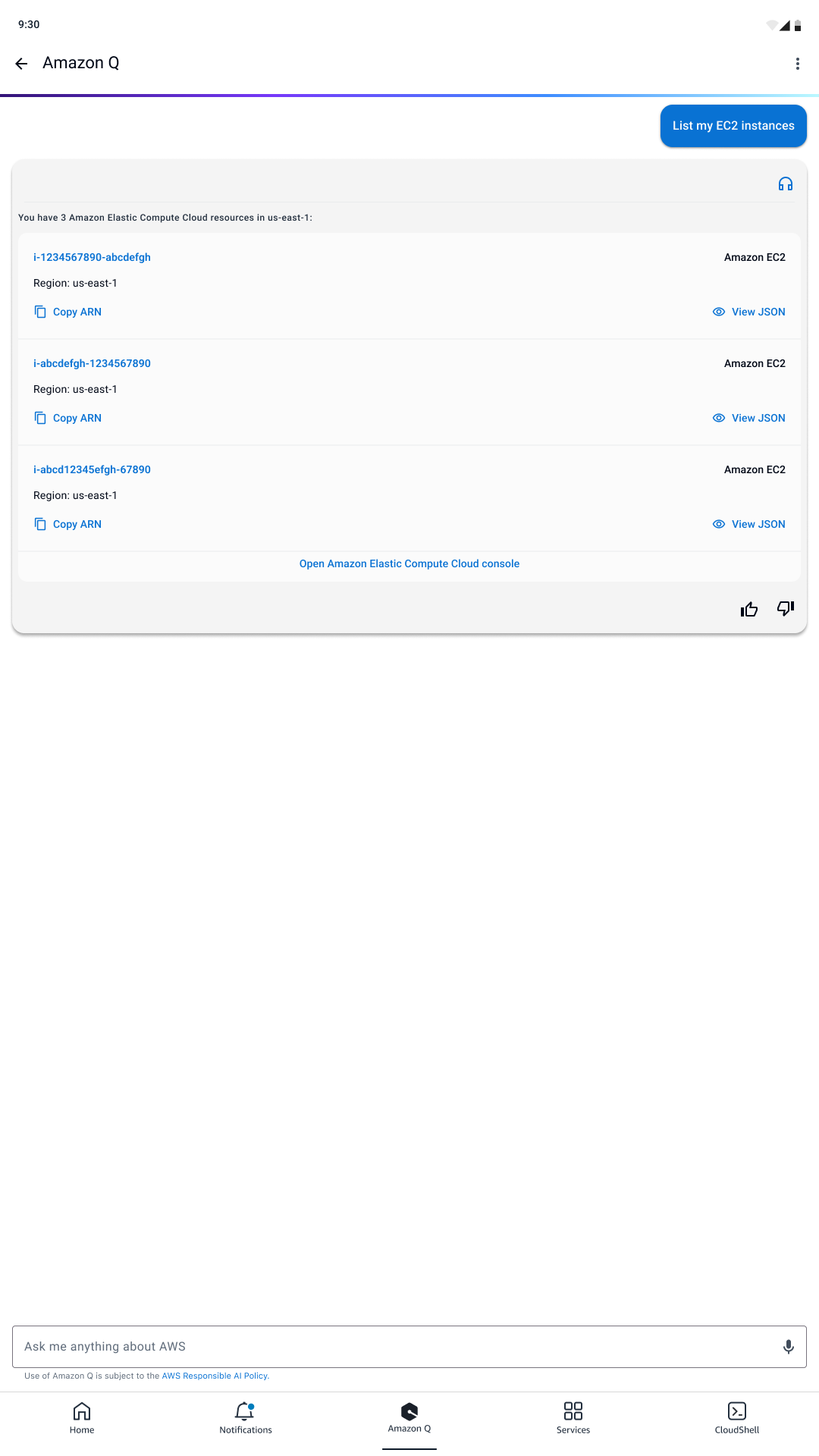 AWS Console - App on Amazon Appstore