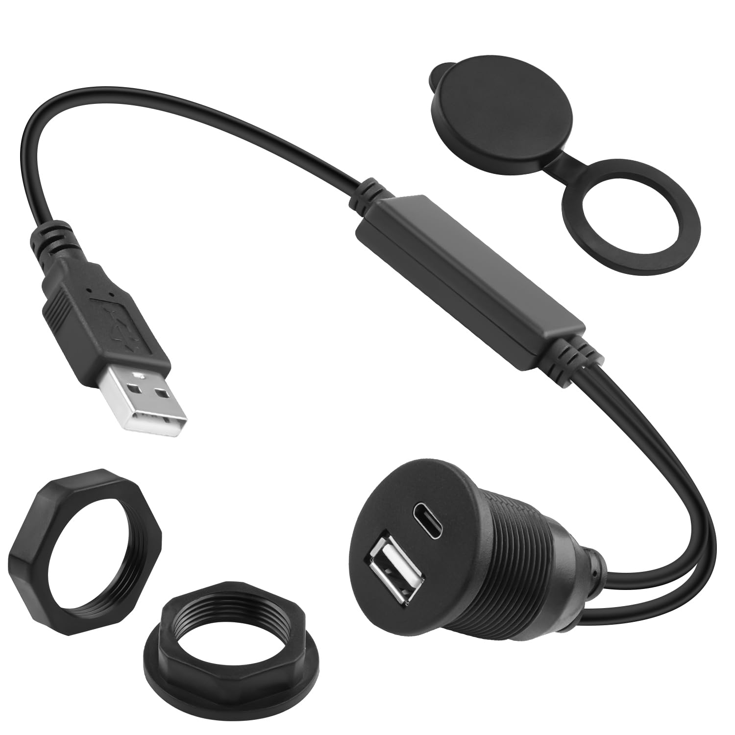 Amazon.com: QIANRENON USB2.0 to USB2.0 & USB C Threaded Fixed Mount ...