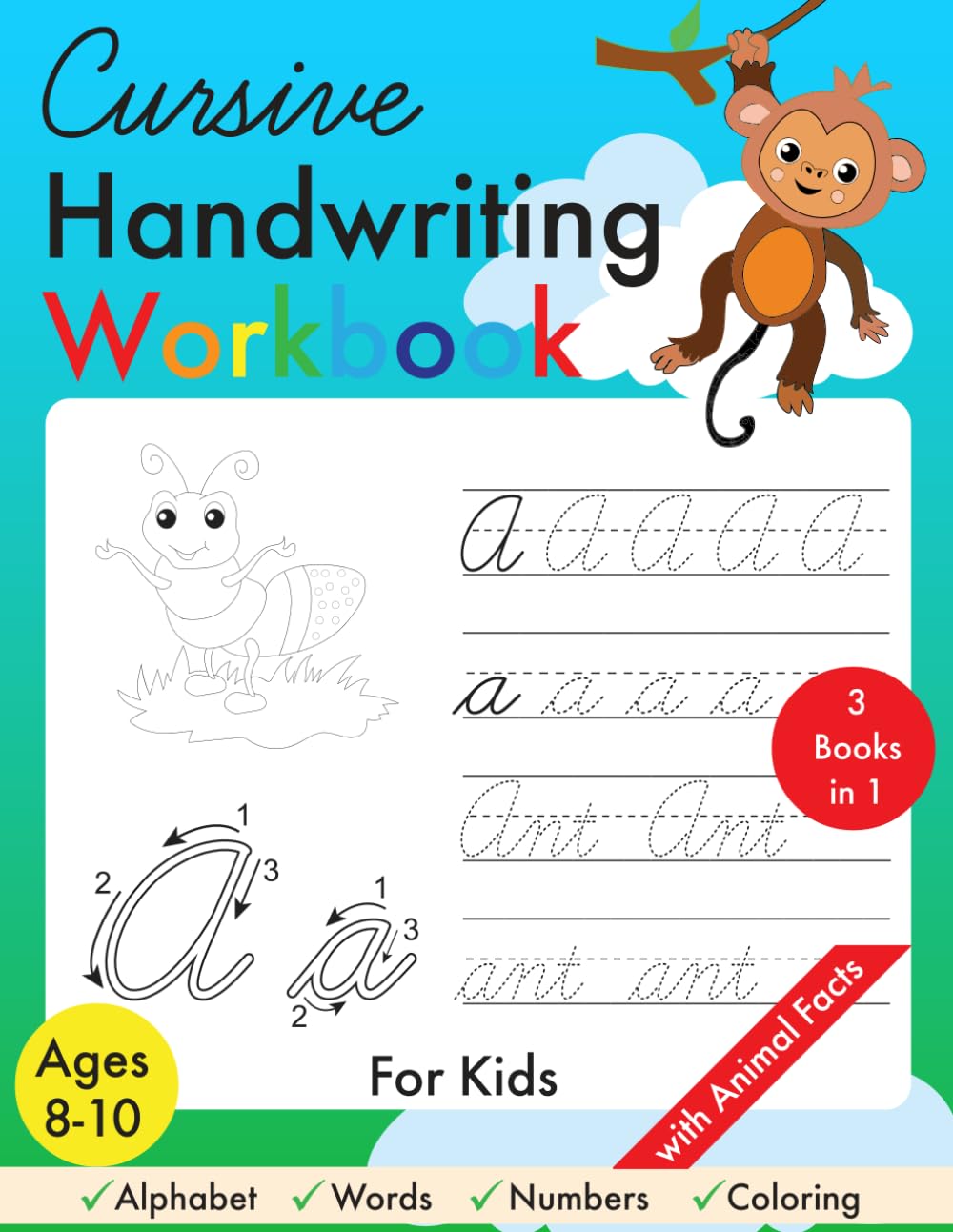 Cursive Handwriting Workbook For Kids Ages 8-10: Cursive handwriting ...