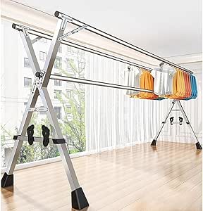 Amazon.co.jp: LBYGQ Vertical Drying Rack, X-Shaped Clothesline, Floor ...